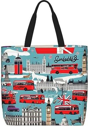 Generic JAime Londres Sac Fourre-Tout D&eacute;contract&eacute; Sacs De Courses R&eacute;utilisable Sac A Main Femmes Pour Shopping Gym Travail
