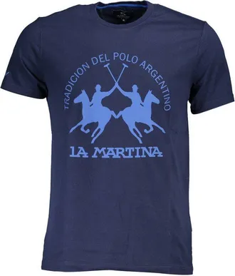 La Martina T-Shirt Kurzarm Herren T-Shirt Blau - Regular Fit mit Druck