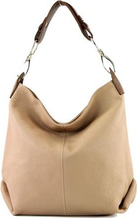 modamoda.de T168 Sac &agrave; bandouli&egrave;re, sac port&eacute; &eacute;paule, en cuir, fabriqu&eacute; en Italie, beige/marron, M