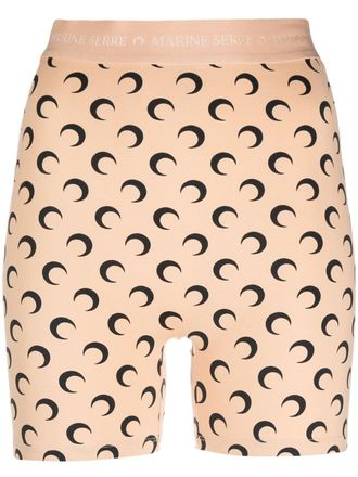 Marine Serre Radlerhose mit Mond-Print - Nude