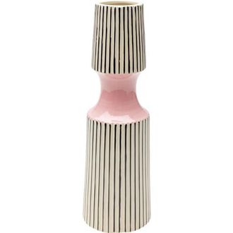 Kare Design Design Vase Calabria, Rosa, Deko Vase, Blumenvase, Porzellan, handgearbeitet, Unikat, 41 cm (H)