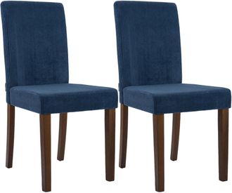 Clp Esszimmerstuhl 2er Set gepolstert mit Lehne Ina, Küchenstuhl mit Bezug aus Cord, stabiles Gestell aus Holz, Farbe:blau, Gestell Farbe:antik-dunkel