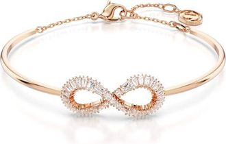 Swarovski Bracelet-jonc Hyperbola, Infini, Blanc, Placage de ton or rosé