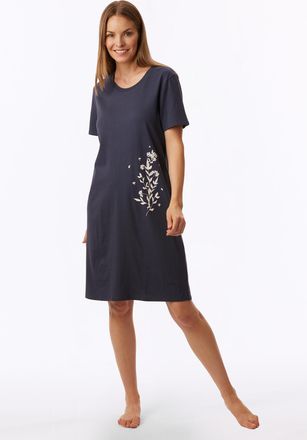 Schiesser Nachthemd UNCOVER BY SCHIESSER UNCOVER Nightwear, Damen, Gr. 36, N-Gr, grau (808, blau), Single Jersey, Obermaterial: 100% Baumwolle, Kleider Nachthem