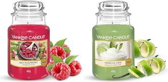 Yankee Candle Company Duftkerze im Glas (groß) | Red Raspberry | Brenndauer bis zu 150 Stunden & Duftkerze im Glas| Vanilla Lime | Brenndauer bis zu 150 Stunden| Große Kerz