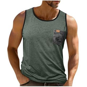 Generic Gilets de sport pour homme - Chemise l&eacute;g&egrave;re et d&eacute;contract&eacute;e sans manches - Classique - Extensible - Col rond - Respirant - Pour lentra&icirc;nement, la cour