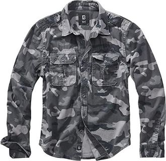 Brandit Vintage Shirt Long Sleeve, color: grey camo, size: 5XL