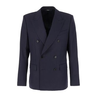 Dolce & Gabbana Doppelreihiger Wollblazer - - Jackets - Herren - Blau - XL