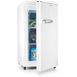 Klarstein Laika Gefrierschrank - 60 Liter Gesamtvolumen, Thermostat mit 5 Stufen, 0 bis -18 &deg;c, 3 Einsch&uuml;be, freistehend, Retro-Design, creme - Klarstein