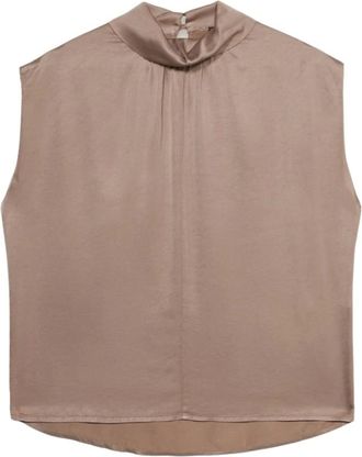 Oltre Femme, Blouses et Chemises, Rose, Taille: 38 FR Blouse en satin avec col drap&eacute;