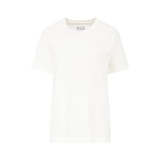 Maison Margiela Baumwoll-T-Shirt mit gesticktem Logo - - Tops - Herren - Wei&szlig; - M