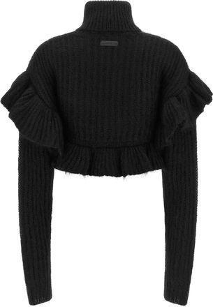Elisabetta Franchi Ruffled Cropped Bustier Sweater - Black