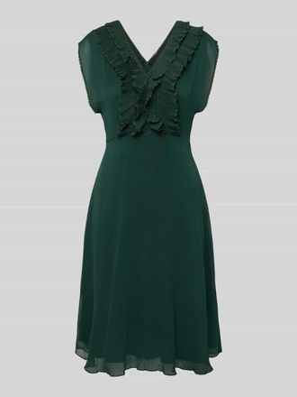 Zero Knielanges Kleid mit R&uuml;schen und V-Ausschnitt