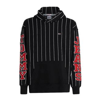 Tommy Jeans Pinstripe Hoodie aus Baumwolle Schwarz - - Sweatshirts & Hoodies - Herren - Schwarzk - M