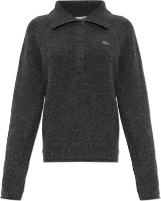 Lacoste Pull Polo Manches Longues en Laine - Femme - Pulls - Gris - Taille: 42 FR