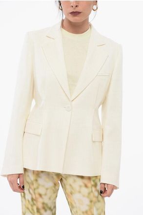 Margaux Lonnberg Wool Blend Single Breasted Blazer With Flap Pockets size 42