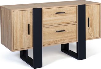 IDMarket Sideboard, niedrig, 105 cm, Phoenix, Holz und Schwarz