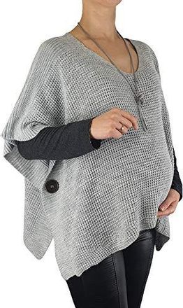 Mimosa Maternité Femme Made in Italy Taille Unique Poncho en Tricot Chaud Tunique Qualité Supérieure avec Un Sac Cadeau Gratuit (Taille Unique, Grey)