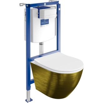 Villeroy & Boch VILLEROY&BOCH WC Set mit Vorwandelement, Wand-WC und Sp&uuml;lknopf