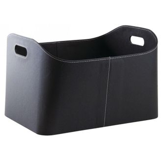 Aubry Gaspard Aubry Gaspard - Corbeille &agrave; b&ucirc;ches en simili cuir noir