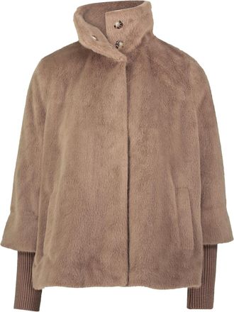 Zero Damen Fellimitat-Jacke mit Stehkragen 38, Desert Taupe