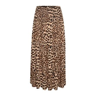 Kaffe Leopard Smock Rock Klassischer Stil - - Skirts - Damen - Mehrfarbig - XL/2XL