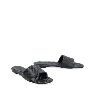 Bottega Veneta Womens Black Lamb Leather Mules