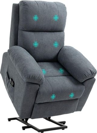 HOMCOM Homcom - Fernsehsessel mit Aufstehhilfe Elektrisch, Relaxsessel mit Liegefunktion, Massagesessel mit Fernbedienung, Seitentasche und Fu&szlig;teil