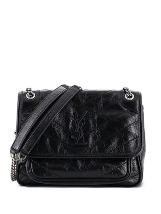 Saint Laurent Niki Chain Flap Bag Matelasse Chevron Leather Baby shoulder bag - Noir