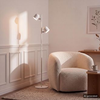 Loistaa home24 LED-Stehleuchte 30 x 140 x 23cm Wei&szlig;/Wei&szlig; Eisen, pulverbeschichtet Nicht austauschbare LEDs