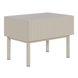 Selsey Nachttisch 50 cm Greige mit Gefr&auml;ster Front und Schublade, Schmaler Nachttisch f&uuml;r Schlafzimmer, Modernes Design, Funktionalit&auml;t und Langlebige Verarb