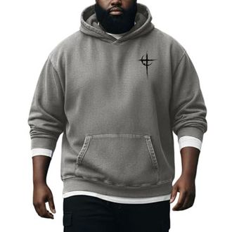 Generic Sweat &agrave; capuche J&eacute;sus pour homme - Sweat-shirt graphique dautomne imprim&eacute; croix chr&eacute;tienne avec cordon de serrage - Haut tendance pour les vacances au