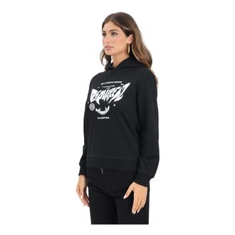 Dsquared2 Femme, Sweatshirts et sweats à capuche, Noir, Taille: 38 FR Sweat à Capuche Noir Graphique Horreur