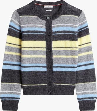 Tommy Hilfiger Cardigan droit ray&eacute; en alpaga m&eacute;lang&eacute;