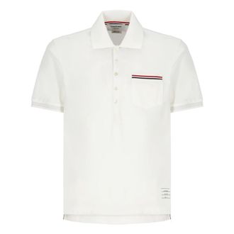Thom Browne Wei&szlig;es Poloshirt mit Trikolore-Detail - - Tops - Herren - Wei&szlig; - 2XL