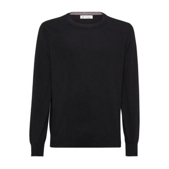 Brunello Cucinelli Homme, Pulls, Noir, Taille: 4XL Pull en Cachemire Noir &agrave; Col Rond