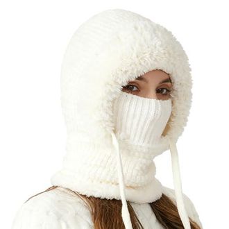 Generic Bonnets tricot&eacute;s pour femmes - Couvre-visage chaud, bonnet avec &eacute;charpe et ensemble de couvre-visage, randonn&eacute;e, cyclisme, voyage, ski, cyclisme, snow