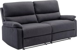 Vente-Unique Canapé 3 Places Relax électrique en Tissu Gris Anthracite LUNANO