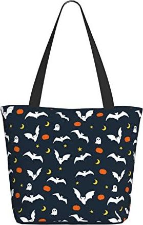 AOOEDM Sac shopping pour femme Halloween Moon and Goth Bats 33 x 28 x 17 cm. Le cadeau parfait pour la Saint-Valentin. Cest de la Saint-Valentin pour maman, 