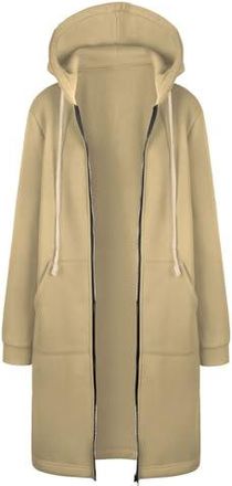 Generic Sweat &agrave; capuche surdimensionn&eacute; en polaire &agrave; fermeture &eacute;clair pour femme - Tunique longue &agrave; manches longues, abricot, XXL