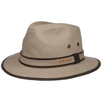 Stetson Chapeau Ava Cotton Anti-UV Femme/Homme - en Coton d&eacute;t&eacute; Traveller avec Passepoil Printemps-&eacute;t&eacute; &Eacute;t&eacute; - XXL (62-63 cm) Beige