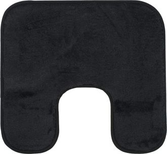 Gözze Premium Rutschfester Badteppich mit Ausschnitt, RIO, 100% Microfaser, Ideal als WC-Vorlage für Standtoilette, 50 x 45 cm - Schwarz