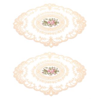 SOLUSTRE 2 St&uuml;ck Tischsets aus Milchseidenem Spitzenstoff 30X43cm Dekorative Tischsets mit Spitzenstickerei In Beige Festliche Tischdekoration f&uuml;r Hochzeit und