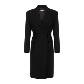 Elisabetta Franchi Mantel aus doppellagigem Cr&ecirc;pe-Stoff - - Coats - Damen - Schwarzk - L