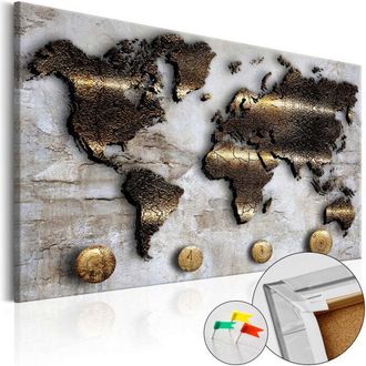 Paris Prix Tableau en Li&egrave;ge Carte du Monde - Golden Journey 40 x 60 cm