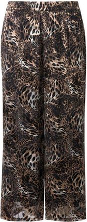 Ulla Popken Schlupfhose Chiffon-Hose doppellagig weites Bein Elastikbund