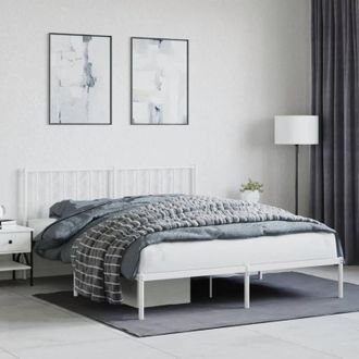 vidaXL Cadre de lit m&eacute;tal sans matelas et t&ecirc;te de lit blanc 160x200 cm Vidaxl