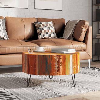 vidaXL Couchtisch Altholz Massiv Rund Vidaxl