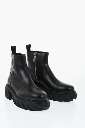 Off-white Stiefeletten aus Leder mit innenliegendem Rei&szlig;verschluss 5cm Off-White