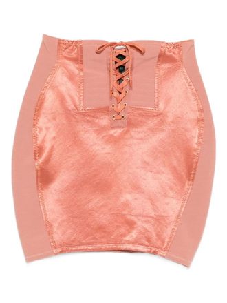 Jean Paul Gaultier jupe &agrave; bandes &eacute;lastiqu&eacute;es (1989) - Rose